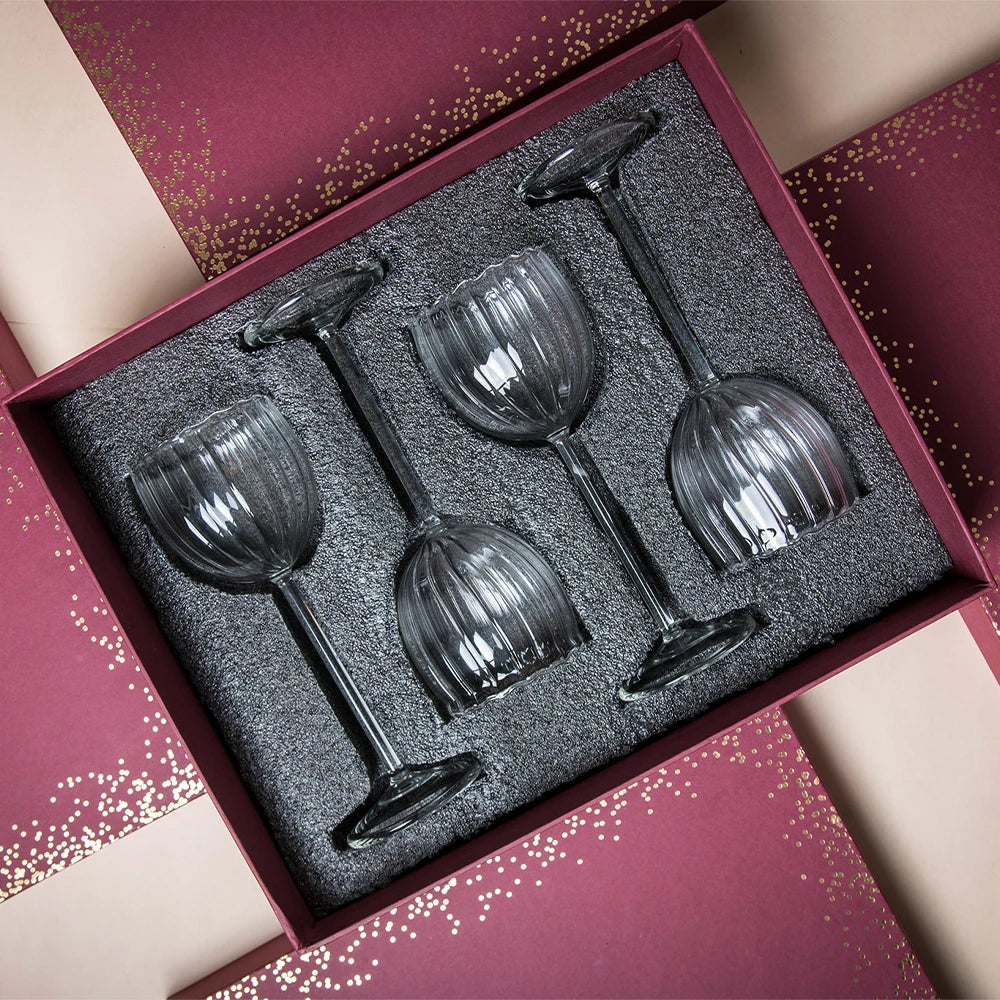 Buy Rose Wine Glasses Set Online - Gift Box | Arcedior