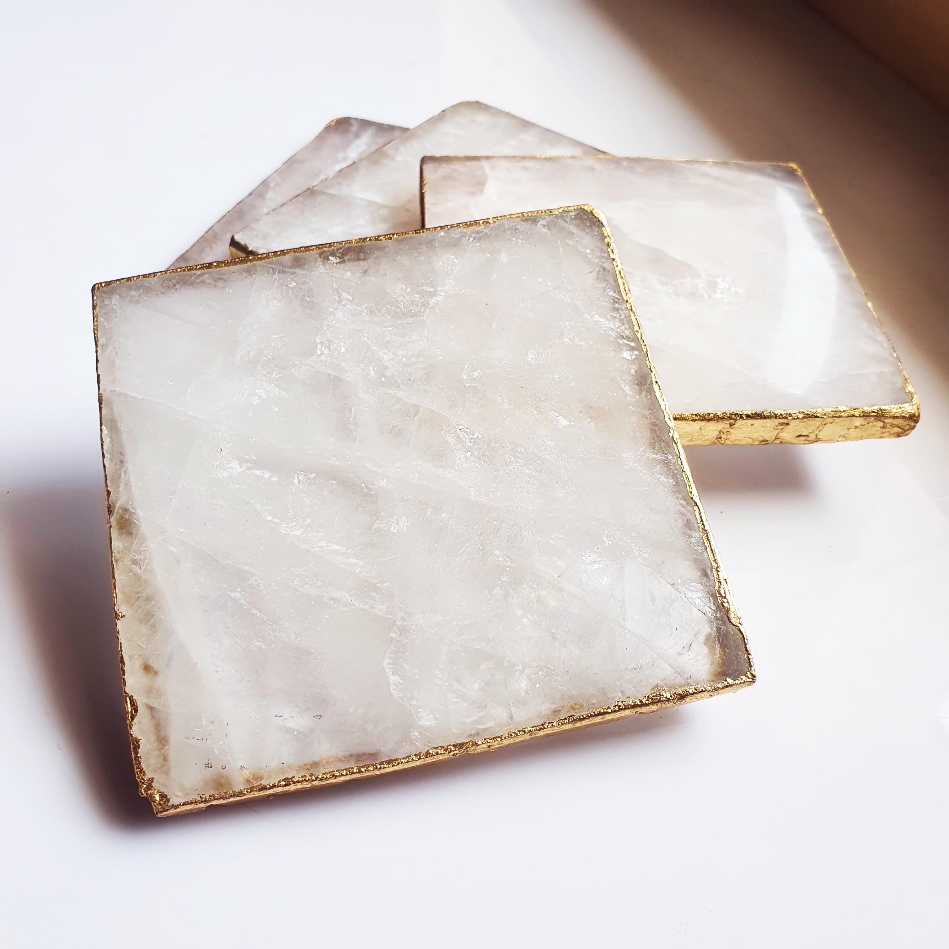 Buy Rose Quartz Stone Coaster Set Online - 2Pcs | Arcedior