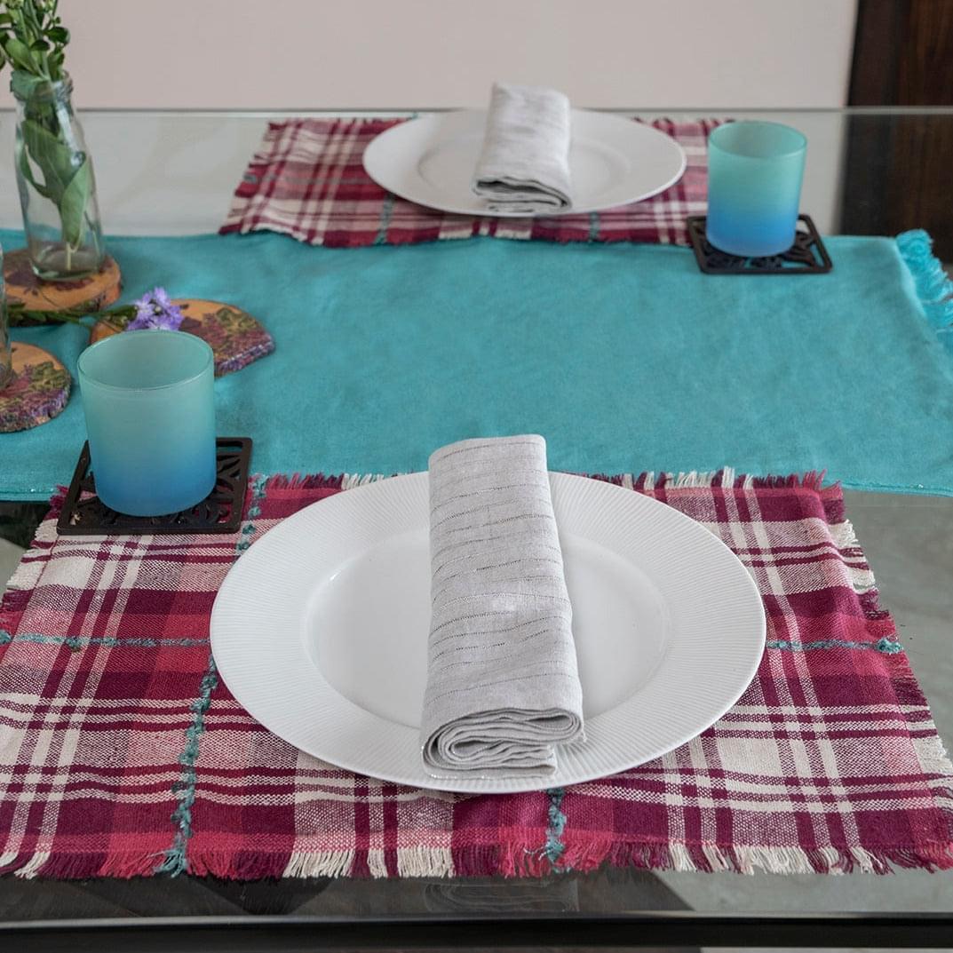 Checkered Table Mats Online Hand woven silk