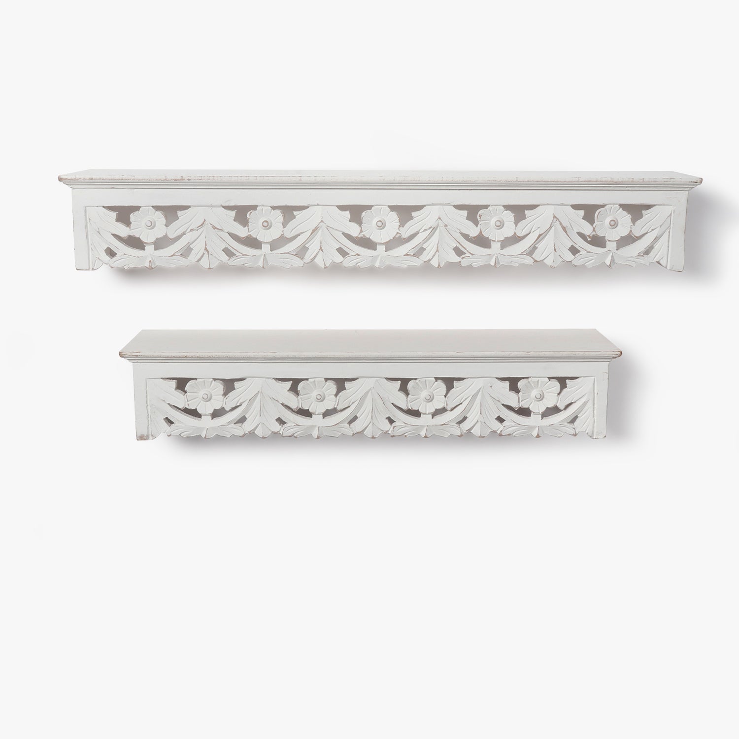 Wall Shelf: White Wooden Wall Shelves Set of 2 Online | Arcedior
