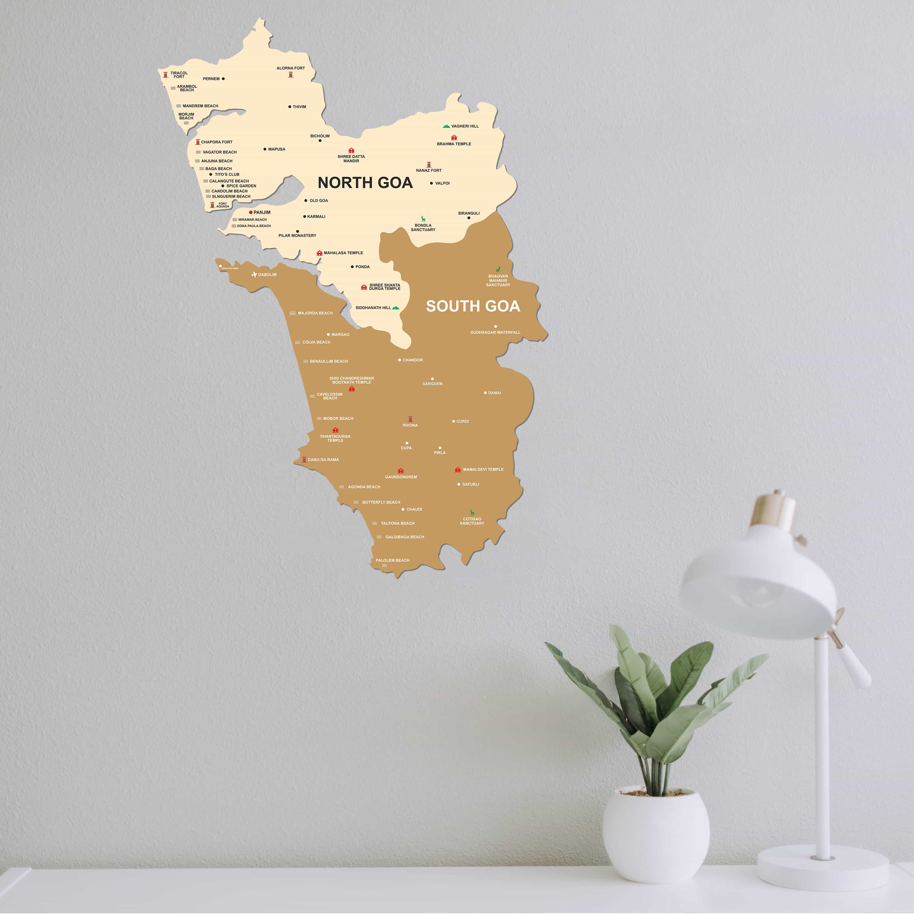Buy Wall Art - Wooden Goa Map 3D Online | Arcedior