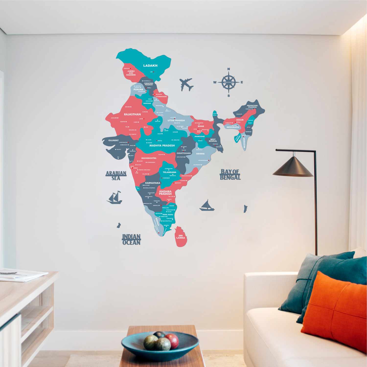 Buy 2D Wooden Map of India Blossom | Arcedior