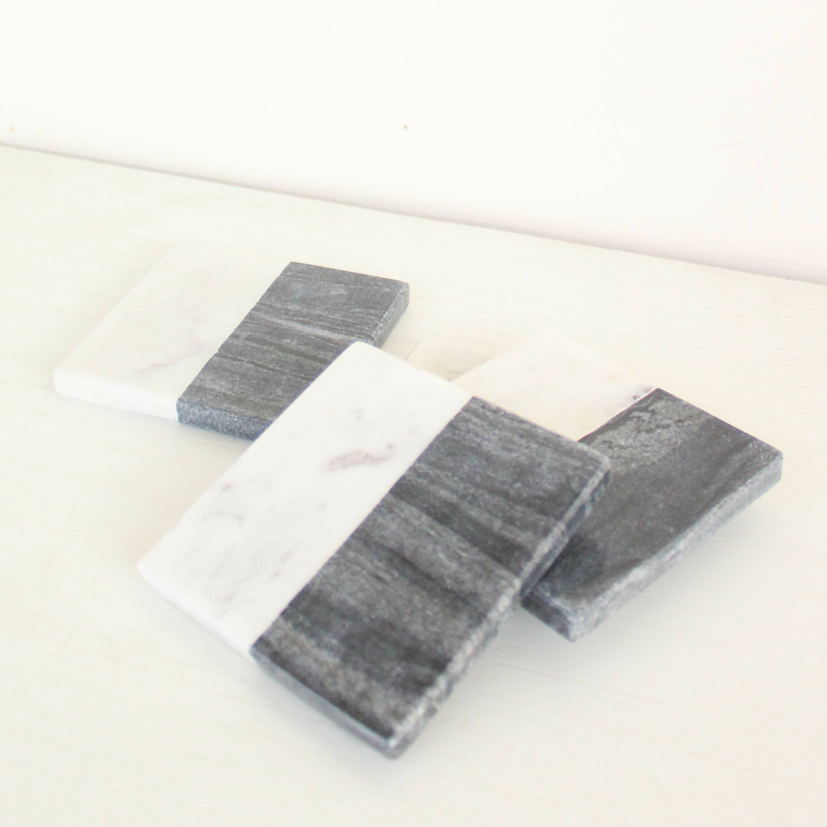 Half and Half Coasters | Byora Homes | Black and White | Marble | Set
